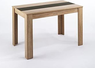 Byliving Esstisch Nori/Moderner Küchentisch in Eiche-Optik/Einlegeplatte wendbar in schwarz oder weiß/Goßer Tisch / 120 x 80, H 75 cm, Braun