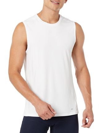 Amazon Essentials Herren Leichtes, Ärmelloses Muskelshirt Aus Schnelltrocknendem Funktionsstretch, Grellweiß, XXL