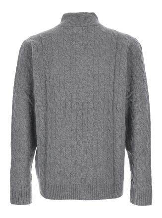 Polo Ralph Lauren Cable-Knit Wool-Cashmere Half-Zip Sweater - Gray