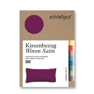 Schlafgut Woven Satin Kissenbezug 40 x 80 cm Purple Deep Uni in Premium Hotelqualität, Kopfkissenbezug einzeln mit 100% weicher Baumwolle