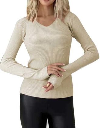 Generic Chemise de base thermique pour femme - Automne et hiver - Haut chaud &agrave; col en V - Base &agrave; manches longues - Pour lautomne et lhiver - Cadeau de No&euml;l, b