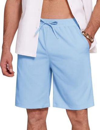 Coofandy Short et Lin pour Homme dété Décontracté avec Poches à la Taille élastique Shorts Hommes Casual Eté Sportif Mode Léger Bermuda Short élastique à Sécha