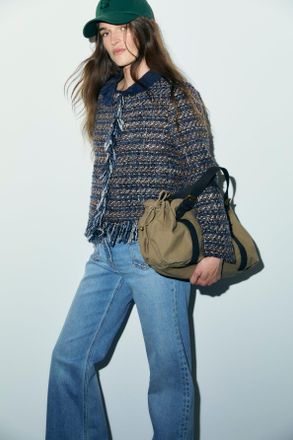 Gerard Darel Veste &agrave; franges en tweed et lurex - JOYA - Indigo