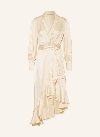 Zimmermann Wickelkleid Aus Seide Mit Volants beige