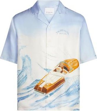 Only the Blind Chemise imprim&eacute;e Sea Wave &agrave; manches courtes en soie