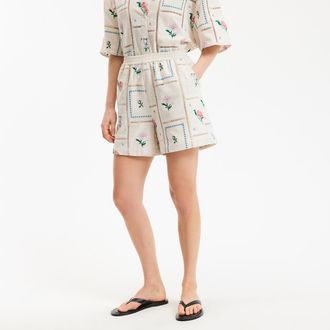 La Redoute Collections Short Brod&eacute; Floral &Agrave; Taille &Eacute;lastiqu&eacute;e