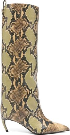 The Attico Stiefel - Python-Print Black Calf Leather Ankle Boots - Gr. 36 (EU) - in Braun - f&uuml;r Damen