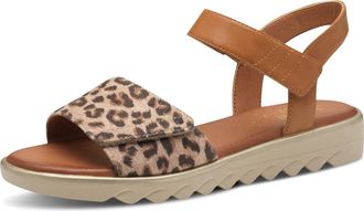 Jana Damen Sandalen flach Sommer Vegan, Mehrfarbig (Leopard), 39 EU