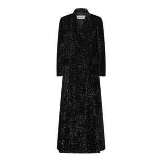 Blanca Vita Manteau droit orn&eacute; de sequins - Femme - Manteaux - Noir - Taille: 40 FR