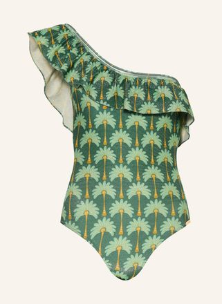Watercult Watercult One-Shoulder-Badeanzug Tropical Muse Mit Volant gruen