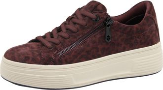 Tamaris Comfort Damen Plateau Sneaker mit Rei&szlig;verschluss Low Top, Rot (Dk Red Leopard), 40 EU