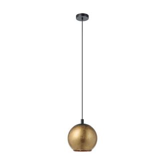 Eglo H&auml;ngelampe Alabraccin, Pendelleuchte Esstisch, H&auml;ngeleuchte aus Metall in schwarz und Glas in gold, Esszimmerlampe h&auml;ngend, E27 Fassung, &Oslash; 27 cm