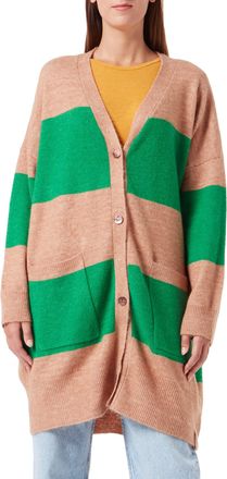 True Religion Oversized Long Cardigan Block Stripes BEIGE/GRE