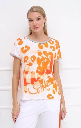 Passioni T-Shirt mit Leoprint und Glitzer Details