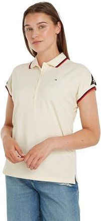 Tommy Hilfiger Femme Polo Manches Courtes Regular, Blanc (Calico), XL