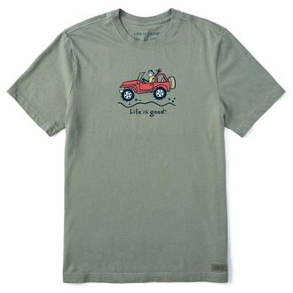 Life is good Life is Good Mens Vintage Crusher Crew Neck T-Shirt (Off-Road Jake - Moss Green, Small)