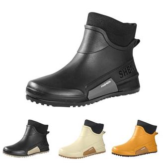 Generic Bottes de pluie courtes pour femme avec doublure en peluche, bottes dhiver chaudes et l&eacute;g&egrave;res imperm&eacute;ables antid&eacute;rapantes pour le travail, la p&ecirc;che, l