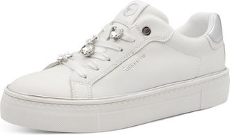 Tamaris Damen Sneaker Low Cut, wei&szlig; (White/Silver),41