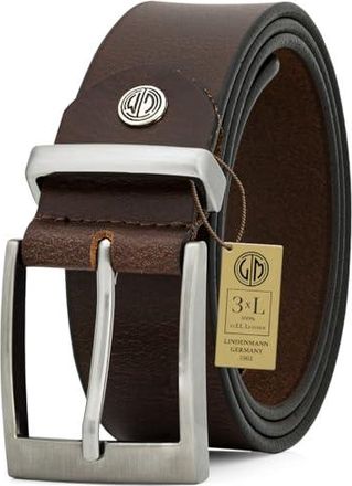 Lindenmann Mens Leather Belt/Mens Belt, full grain leather belt XXL, buffalo leather, dark brown, Größe/Size:, Farbe/Color:marron