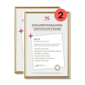 Walther Design Bilderrahmen gold 21 x 29,7 cm (DIN A4) Doppelpack, Galeria Kunststoffrahmen KG130HD