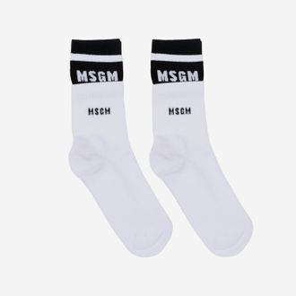 Msgm Kids Girls Tights White Cotton & Socks