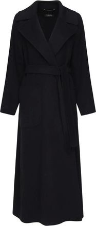 Max Mara Femme, Manteaux, Bleu, Taille: 36 FR Manteau Bleu en Laine avec Ceinture