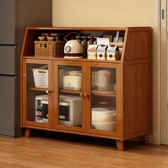 Generic Vintage-Sideboard mit halbtransparenten Schrankt&uuml;ren, Arbeitsplatte mit Platz for Mikrowelle und Kaffeemaschine, Teeschrank und Aufbewahrungsm&ouml;bel for