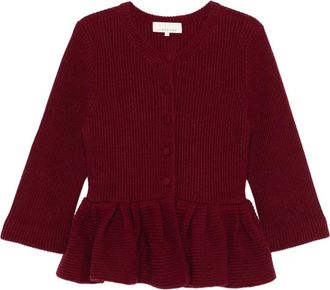 Liberowe cardigan à ourlet péplum - Rouge