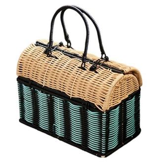 IFUNDOM Paquet Cabas Tiss&eacute; Main Grand Format en Plastique Imitation Rotin Paquet Fourre-Tout Multifonctionnel pour Femme L&eacute;ger et Spacieux 323 X 274 X 148 CM 