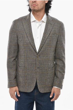 Corneliani CC COLLECTION Pied-de-Poule Virgin Wool and Cashmere Blazer size 52