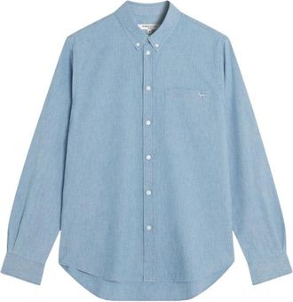 Maison Kitsun&eacute; Homme, Chemises, Bleu, Taille: S Profile Fox Regular Shirt