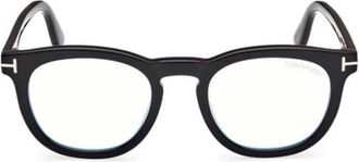 Tom Ford Homme, Accessoires, Noir, Taille: 50 MM Blue Block Round Opticals