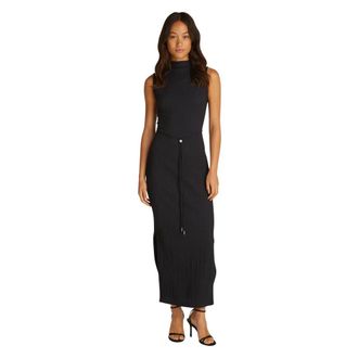 Calvin Klein Femme, Robes, Noir, Taille: 38 FR Robe longue noire en jersey froiss&eacute;