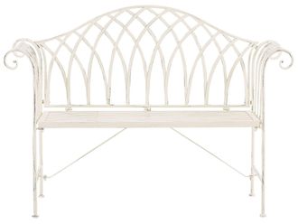 Beliani Gartenbank Metall Wei&szlig; 130 cm romantischer Stil Milazzo