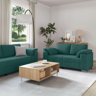 vidaXL Sofa 3 pcs Dunkelgr&uuml;n Leinenmischgewebe vidaXL