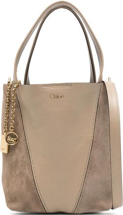 Chlo&eacute; Small Suede Grained Leather Tote Bag