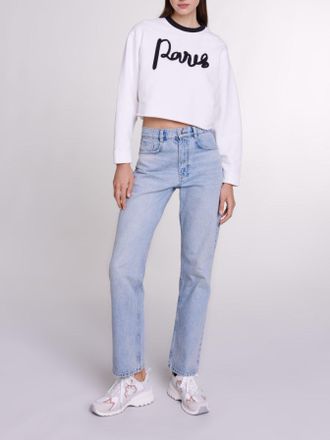 Maje Kurzes Sweatshirt - Ecru - Gr&ouml;&szlig;e 38 - Maje