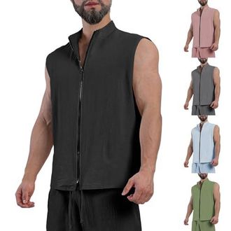 Generic Gilet d&eacute;contract&eacute; pour homme, veste l&eacute;g&egrave;re classique sans manches &agrave; col montant, veste respirante, coupe r&eacute;guli&egrave;re, gilet d&eacute;contract&eacute; sans manches pou