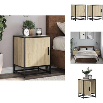 vidaXL Nachttische 2 Stk. Sonoma-Eiche 40x31x50cm Holzwerkstoff Metall - Nachttisch - Nachttische - Nachttischschrank - Nachtschrank