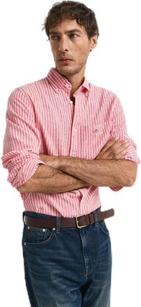 GANT Herren REG Cotton Linen Stripe Shirt Hemd, Brick RED, XXL