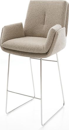 DELIFE Barstuhl Clea-Flex Boucl&eacute; Schlamm Kufengestell Edelstahl Silberfarben, Barst&uuml;hle