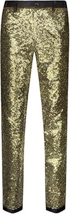 Generic Pantalon de danse disco pour homme - Jambe droite - Brillant - Pantalon de bo&icirc;te de nuit pour homme, dor&eacute;, 3XL