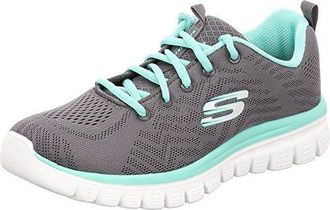 Skechers Femme Graceful-Get Connected Baskets, Charcoal Mesh Vert Trim, 40 EU