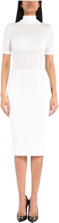 Elisabetta Franchi Femme, Robes, Blanc, Taille: 40 FR Robe Tricot&eacute;e avec Transparences