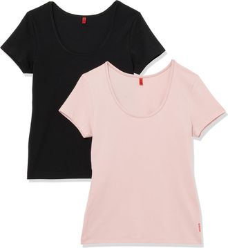 HUGO BOSS Damen Twin RN 2er Pack T-Shirt 50480161, Black6,S