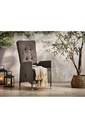 ambia GARDEN Gartensessel, Grau, Dunkelgrau, Metall, Kunststoff, Textil, rund, 55x108x71 cm, Gartenm&ouml;bel, Gartenst&uuml;hle, Gartenst&uuml;hle