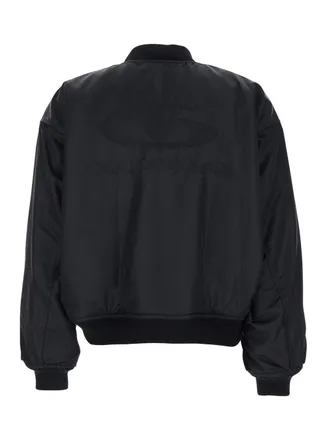 Balenciaga Womens Bomber Jacket High Collar Black Polyamide Coat