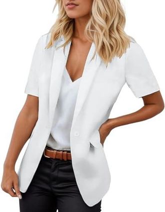 Generic Vestes pour femmes l&eacute;g&egrave;res et d&eacute;contract&eacute;es 2026 pour femmes, combinaison de travail tendance, petite et &eacute;l&eacute;gante, blanc, 3XL
