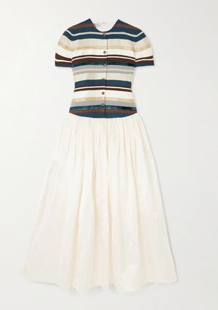 Abadia Sadu Midikleid Aus Satin - Creme