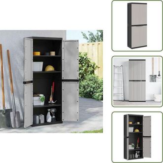 vidaXL Gartenschrank Grau und Schwarz 65x37x165 cm pp - Gartenschrank - Aufbewahrungsbox - Au&szlig;enaufbewahrung - Werkzeugschrank - Gardenausstattung - The